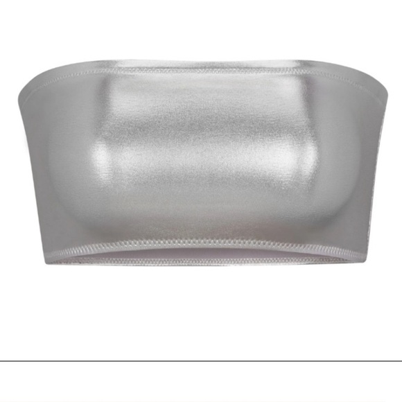 SKIMS | Swim | New Skims Silver Metallic Swim Bandeau Top | Poshmark